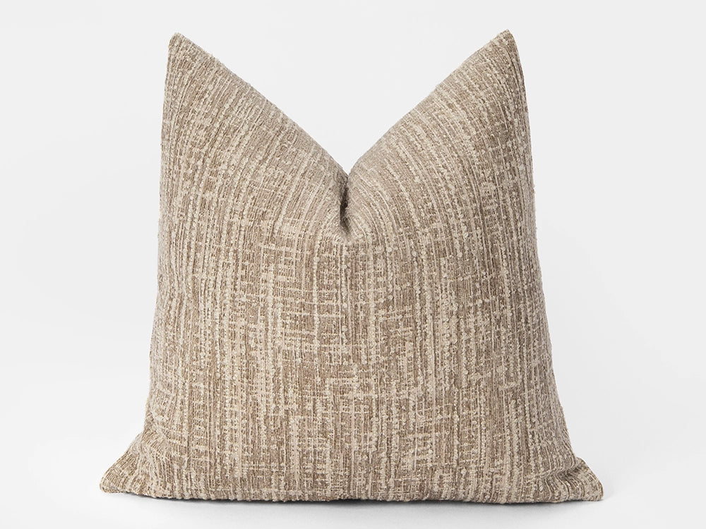 Beige Striped Pillow Cover | Warm Woven Texture