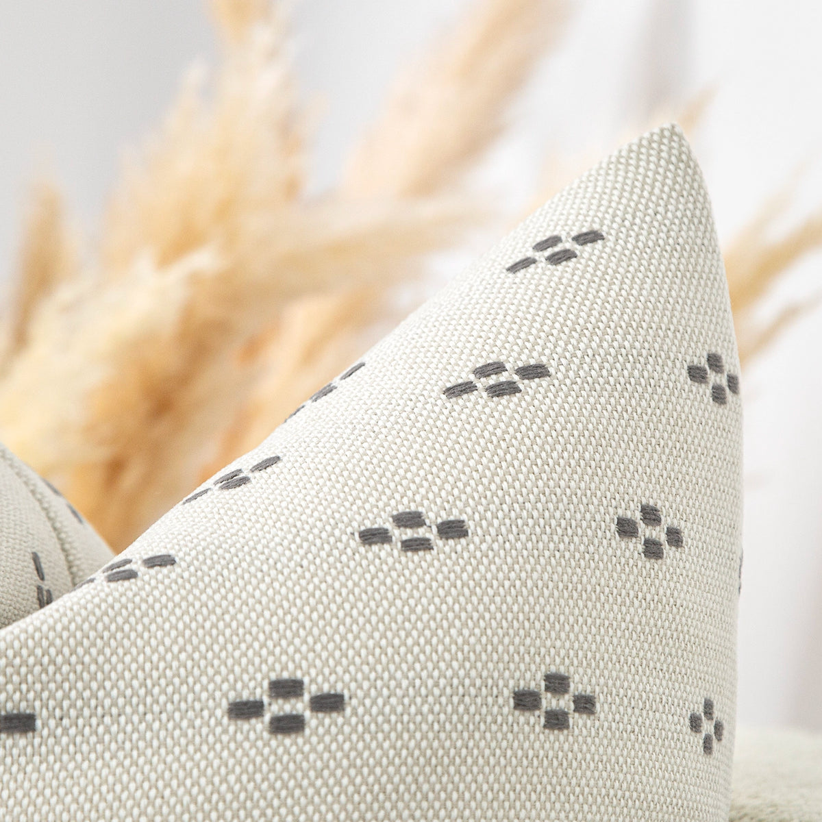 Boho Dotted Linen Pillow Cover | Earthy Texture in Beige & Taupe
