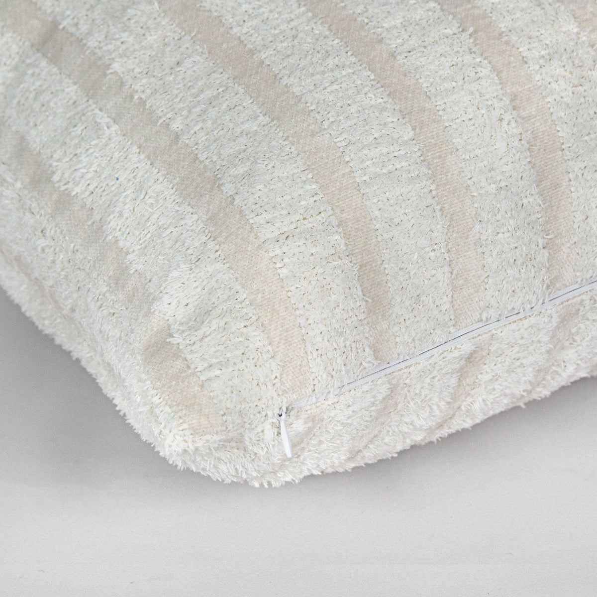 Cream Striped Fluffy Pillow Cover | Super Soft Texture for Cozy Interiors