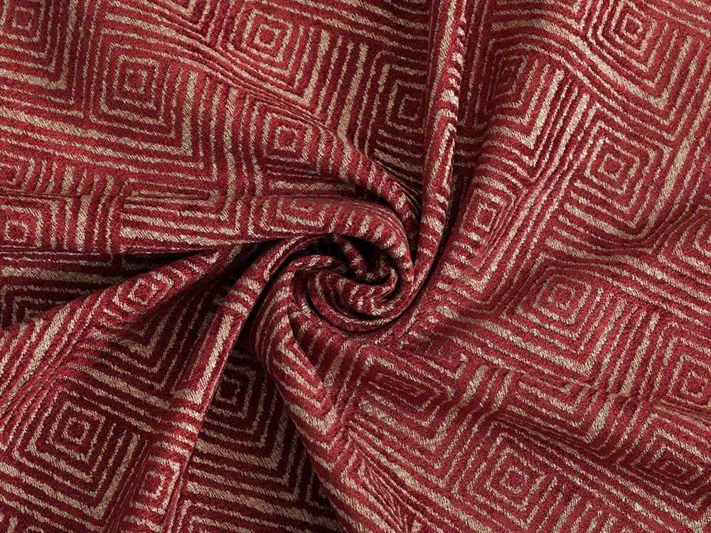 Red Diamond Upholstery Fabric | Bold Geometric Design